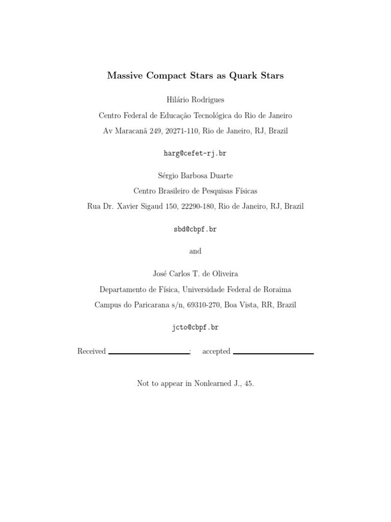 Quark Stars: Structure and Stability Analysis | PDF | Matter | Quantum ...