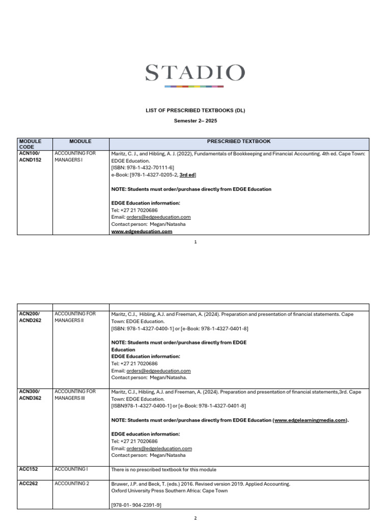 2025 s2 List of Prescribed Books - Final 20.06.2025 | PDF