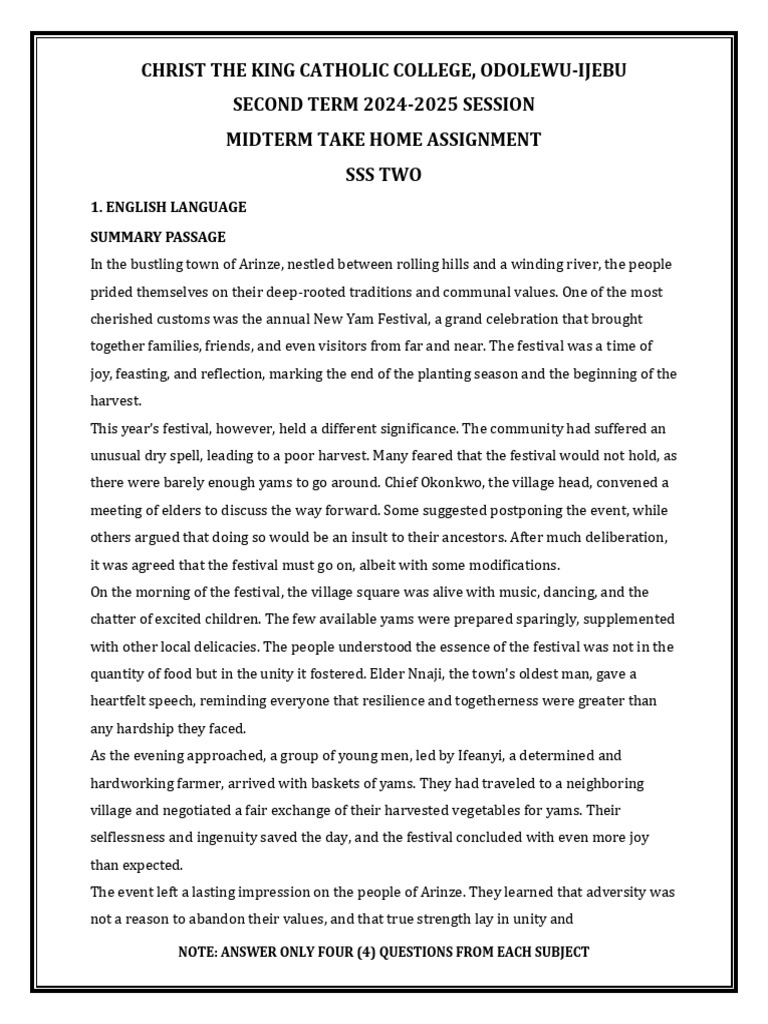 SSS Two 2ND Term 2024-2025 Mid Term Assignment | PDF | Debits And Credits