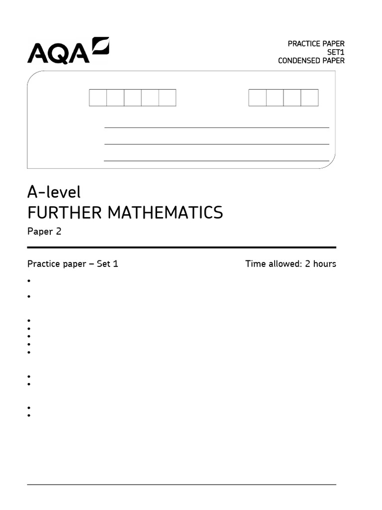 A-Level FM PP1 Paper 2 QP v1.0 Condensed | PDF | Equations | Cartesian ...