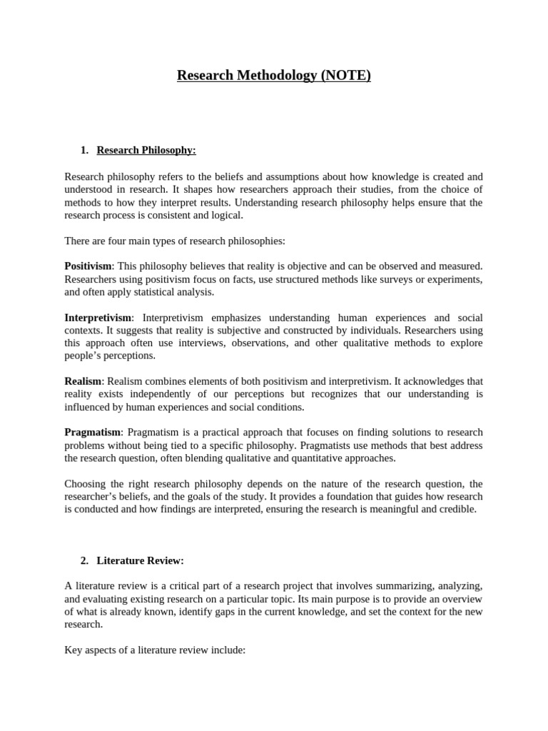 Research Methodology Note | PDF | Methodology | Qualitative Research