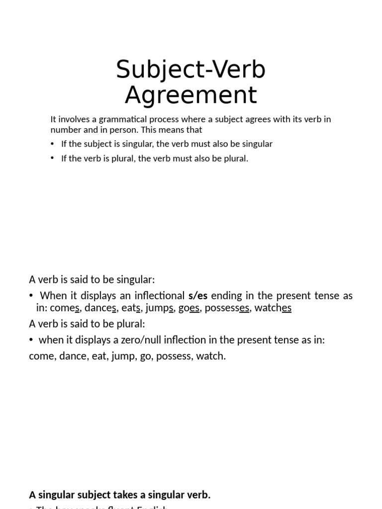 Subject-Verb Agreement Explained | PDF | Grammatical Number | Plural