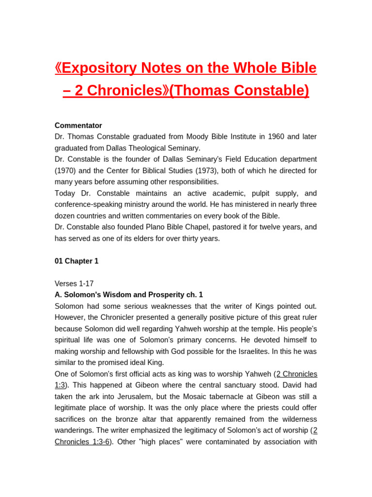 140124 Expository Notes On The Whole Bible 2 Chronicles Thomas