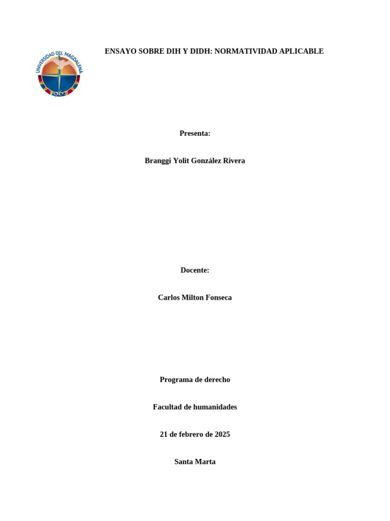 Análisis del DIH y DIDH en Conflictos | PDF | Ley humanitaria ...