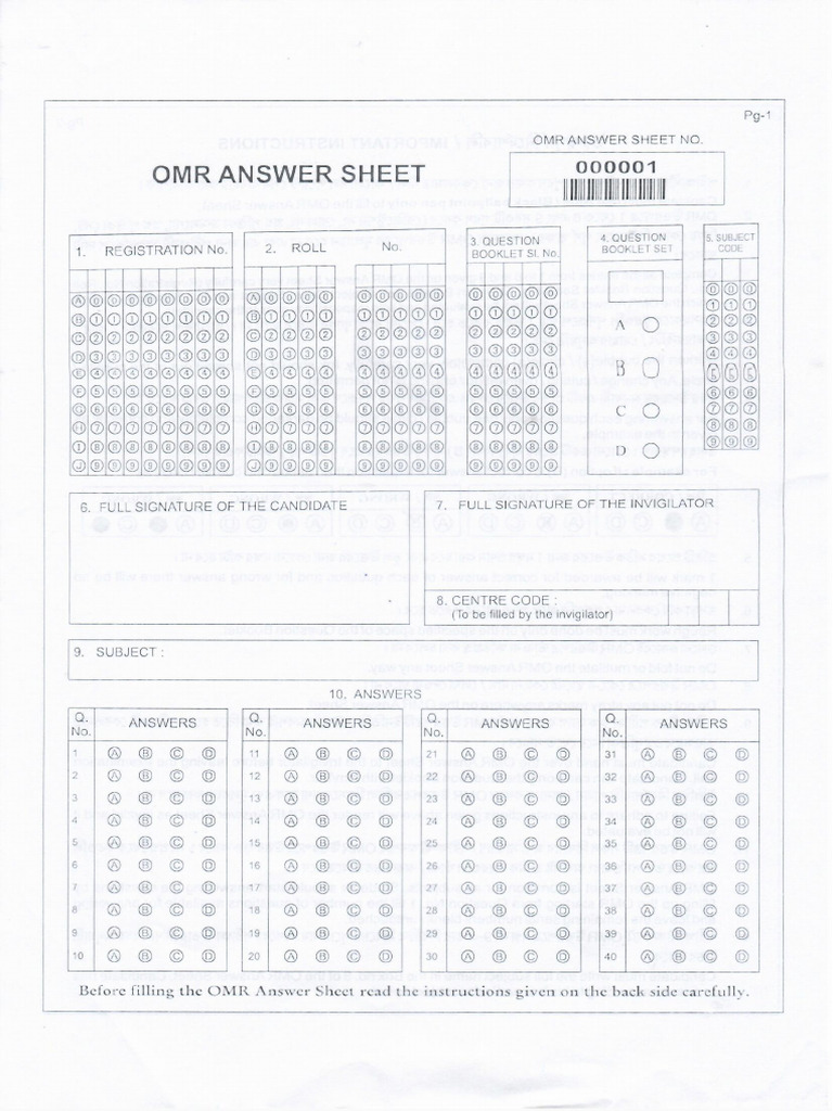 OMR Sheet | PDF