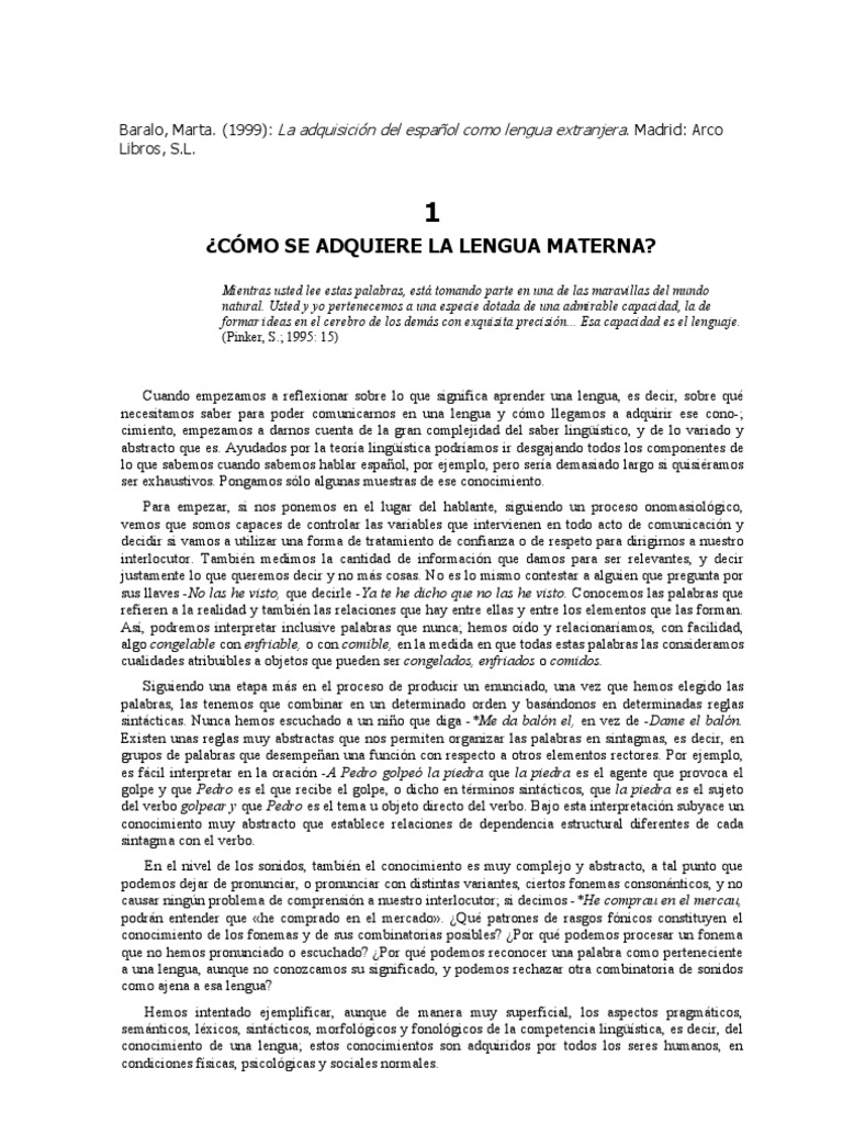 Baralo Cap01 | PDF | Aquisición de idioma | Palabra
