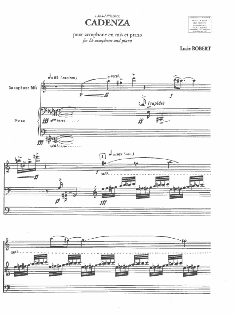 Cadenza (Lucie Robert) - Piano | PDF