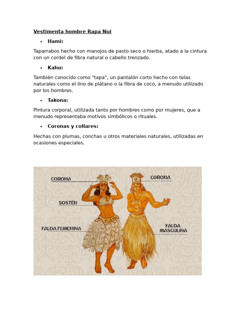 Vestimenta Tradicional Masculina Rapa Nui | PDF