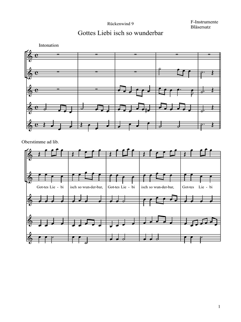 RW 9 Gottes Liebi Isch So Wunderbar, F-Instrumente | PDF