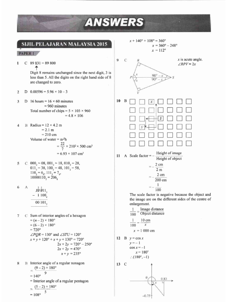 Pyp SPM Skema 15-19 Maths k12 | PDF