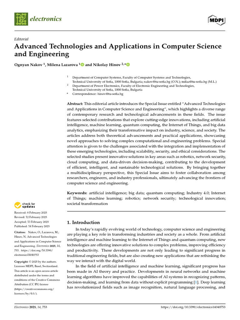 Advanced Technologies in Computer Science | PDF | Machine Learning ...