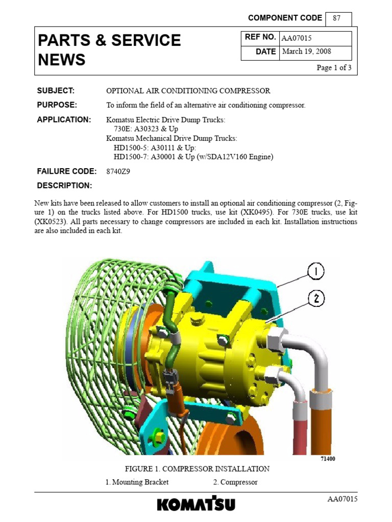 AA07015 Optional Air Conditioning Compressor | PDF | Washer (Hardware ...