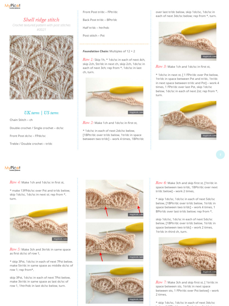 0021 Shell Ridge Stitch Inst | PDF | Crochet | Needlework