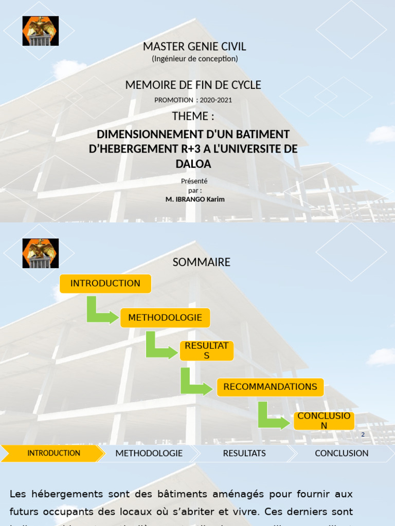 Présentation PFE | PDF | Béton armé | Ingénierie des structures