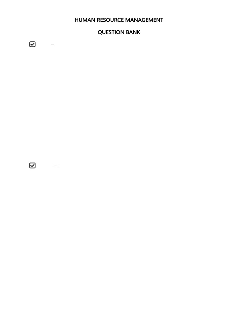 HRM Question Bank All Units | PDF | Human Resource Management ...