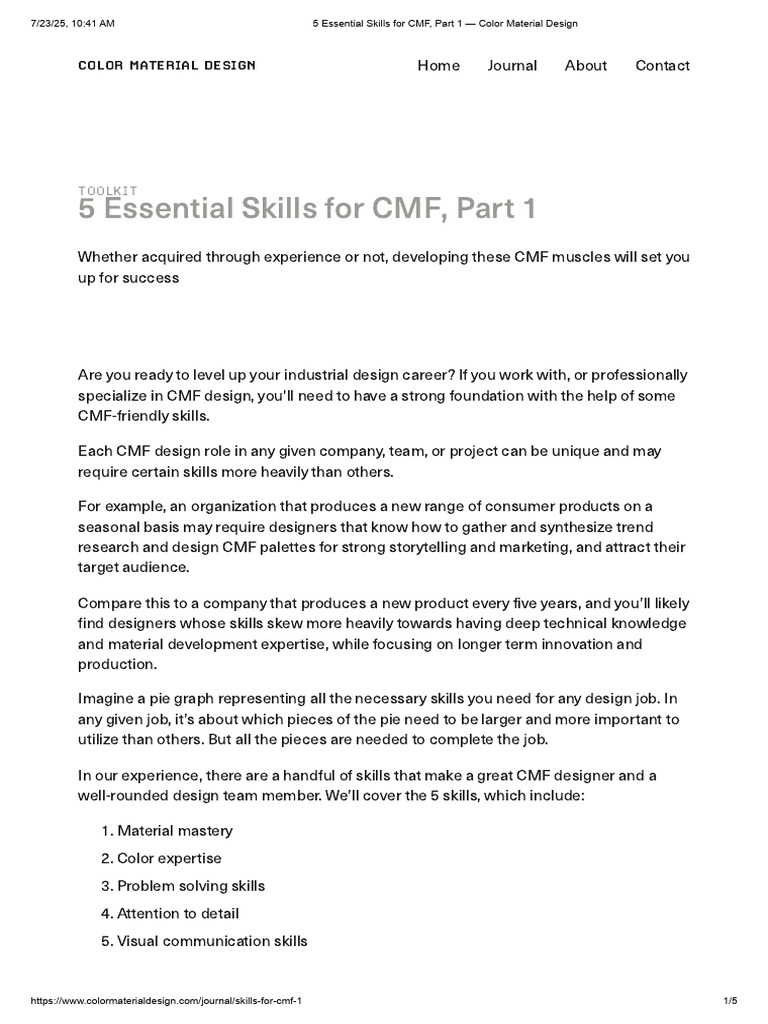 5 Essential Skills For CMF-Part 1 - Color Material Design | PDF ...