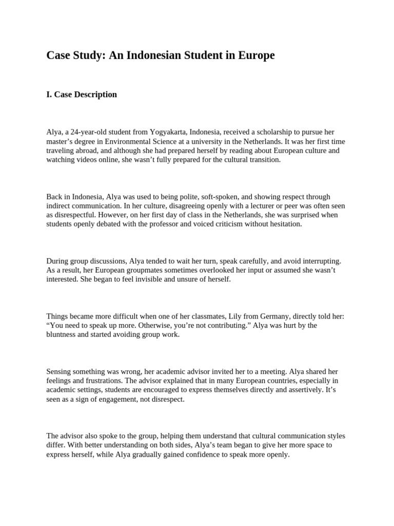 Case Study: An Indonesian Student in Europe | PDF | Psychological ...