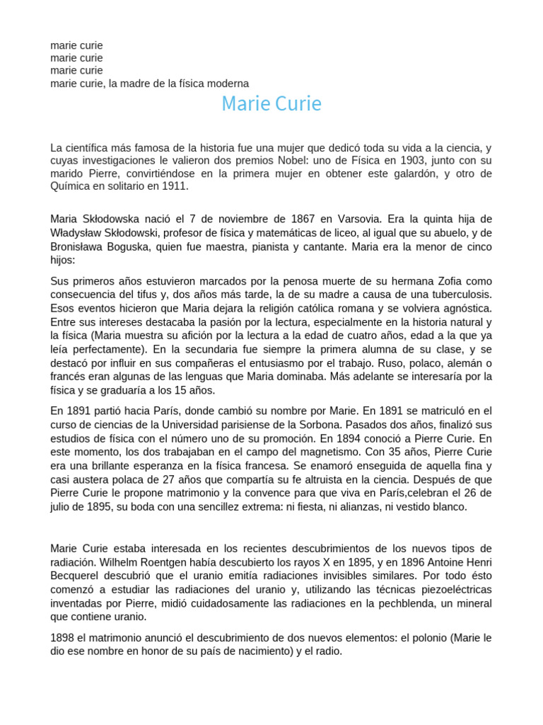 Marie Curie | PDF | Marie Curie