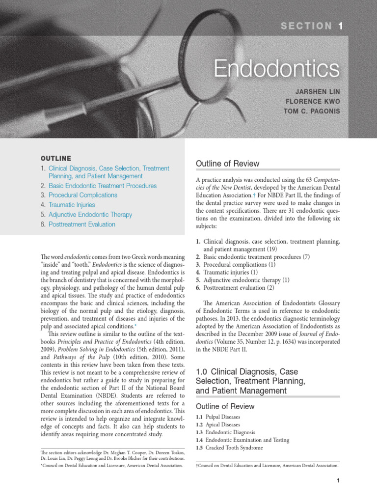 Endo Notes From Nbde | PDF | Medical Specialties | Dentistry