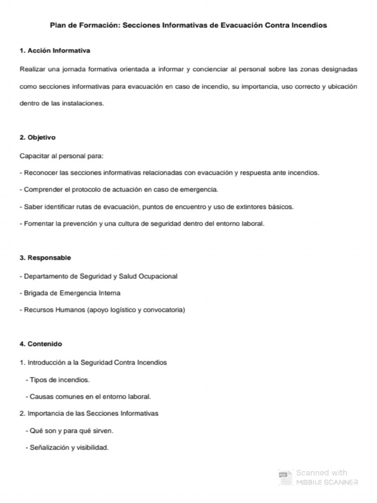 Plan Formacion Evacuacion Incendios-2 PDF | PDF
