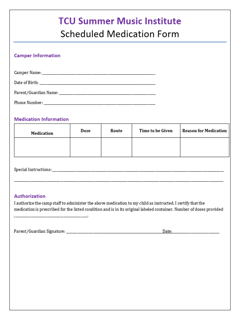 SMI Scheduled Medication Form | PDF
