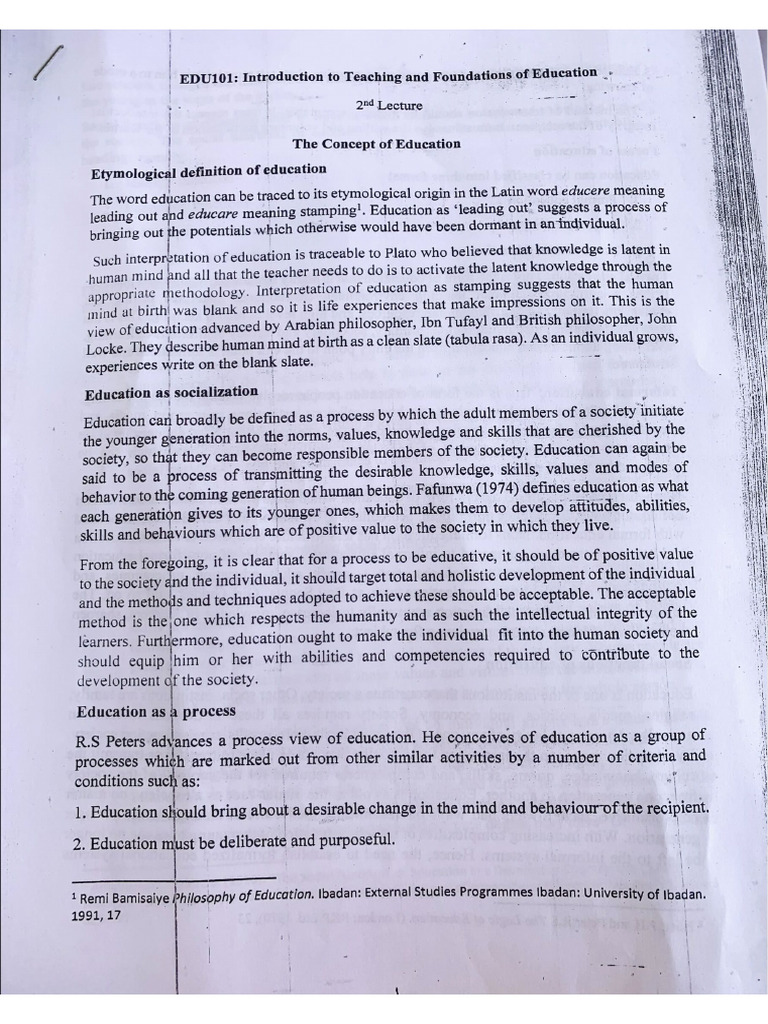 EDU 101 2nd Lecture PDF | PDF
