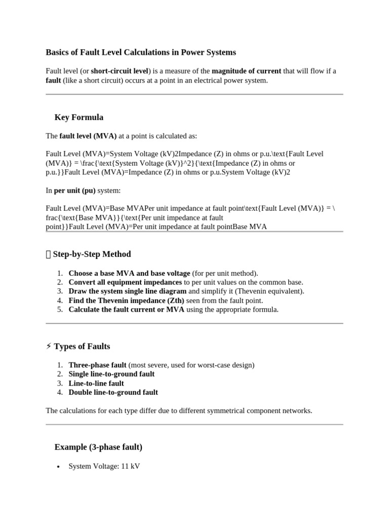 Fault Level Analysis | PDF