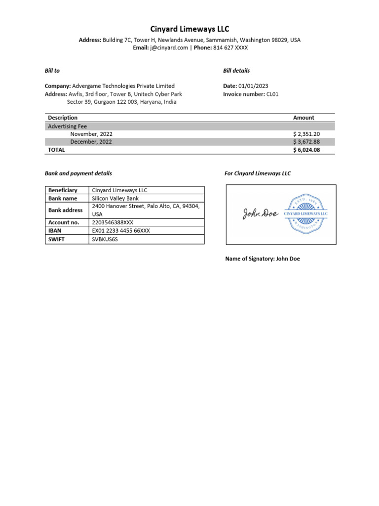 Invoice - Sample - Organisations | PDF