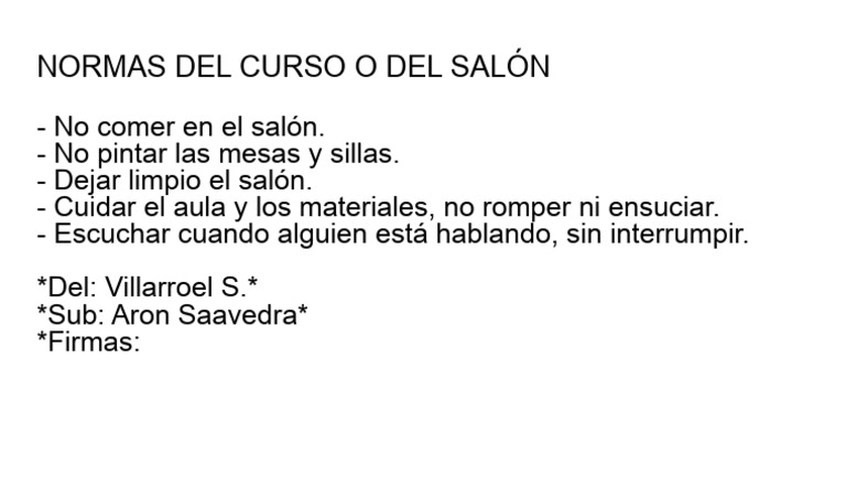 Normas Del Salón - 1 | PDF