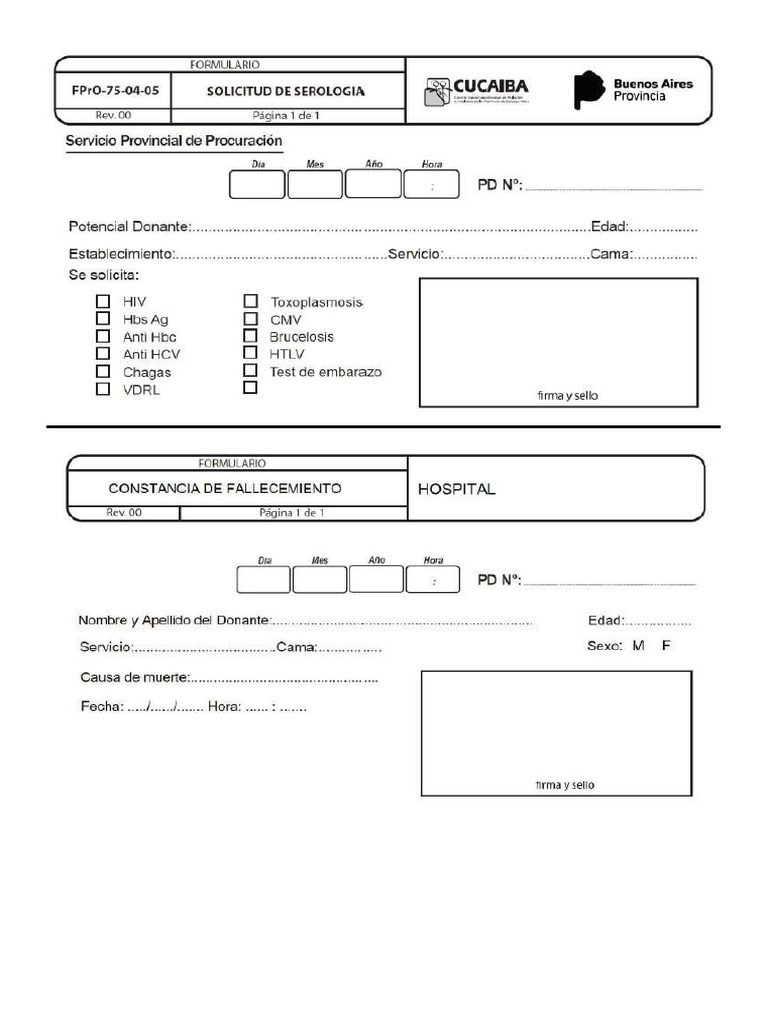 Corneas Formulario Op5 | PDF