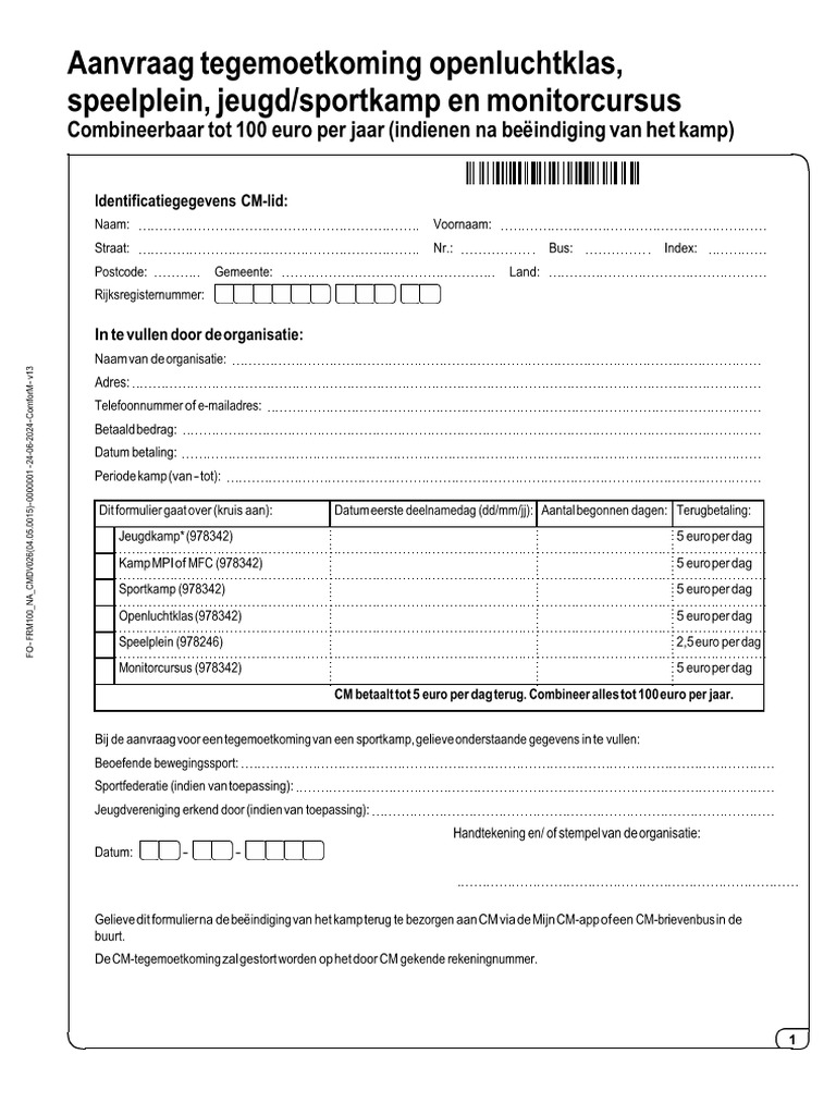 Invulbaar Formulier Kampen | PDF