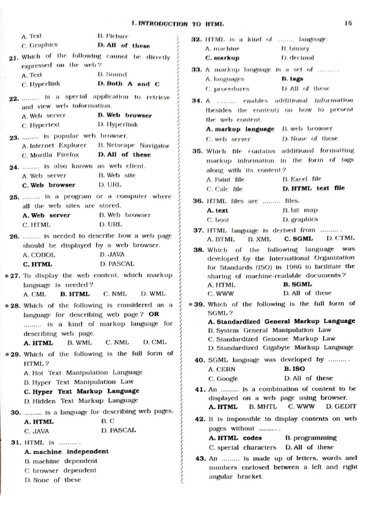 CH - 1 Introduction To HTML | PDF