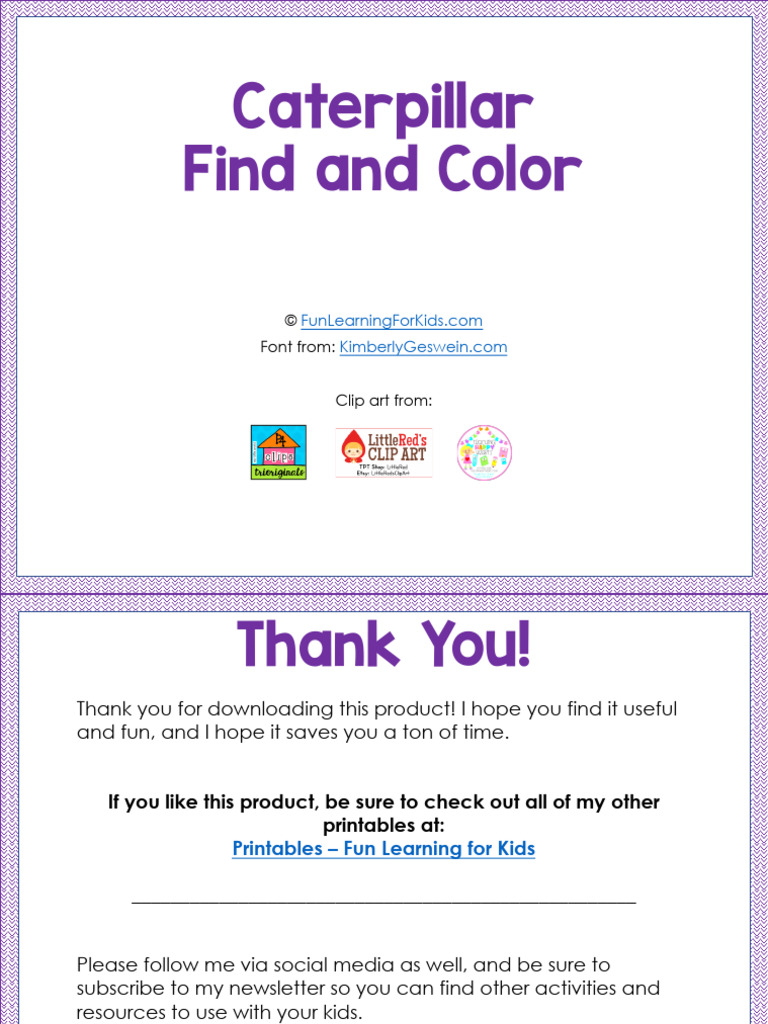 Caterpillar Find and Color Sheets | PDF | Computing