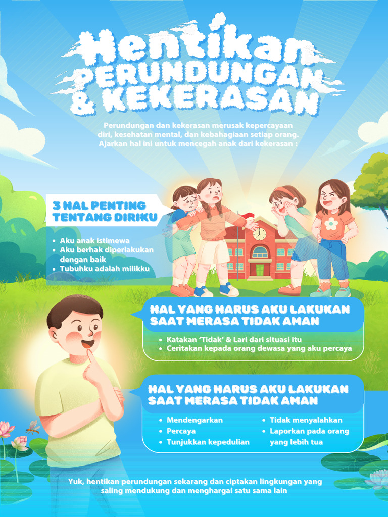 Poster Stop Bullying Dan Kekerasan Ilustratif Biru Dan Hijau - 20250724 ...