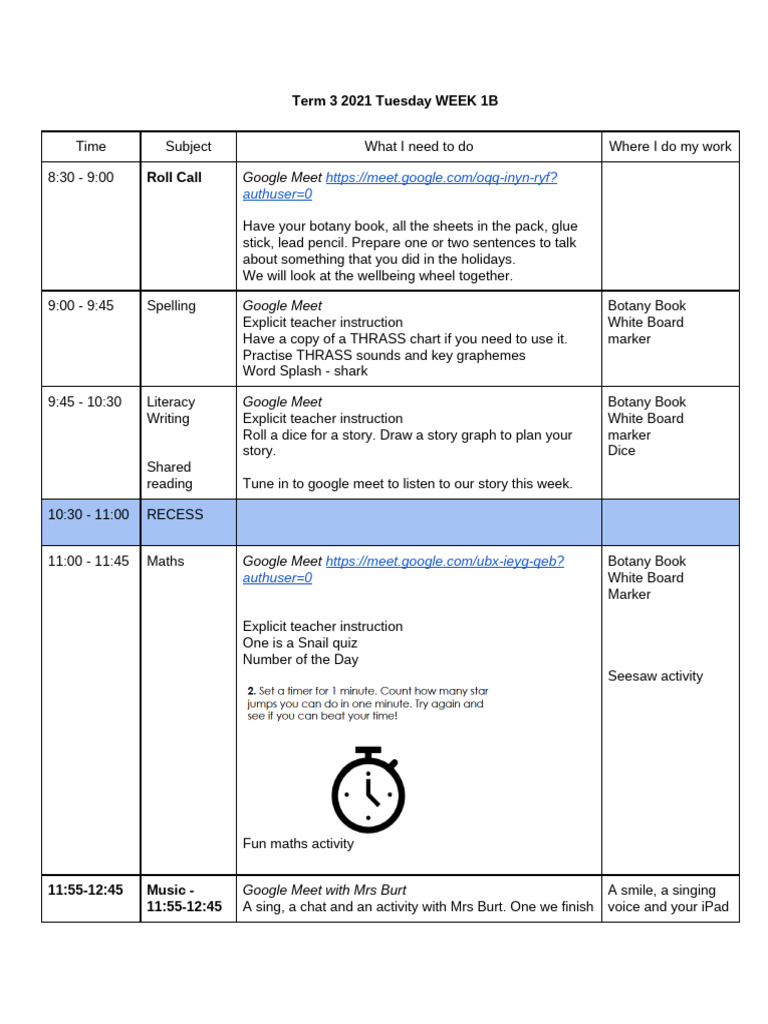 2021 Year 2 Week 1 Off Campus Learning Grid | PDF | Human Communication ...