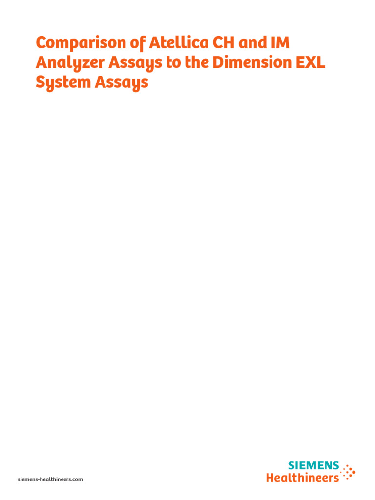 Comparison of Atellica CH and IM Analyzer Assays To The Dimension EXL System Assays | PDF ...