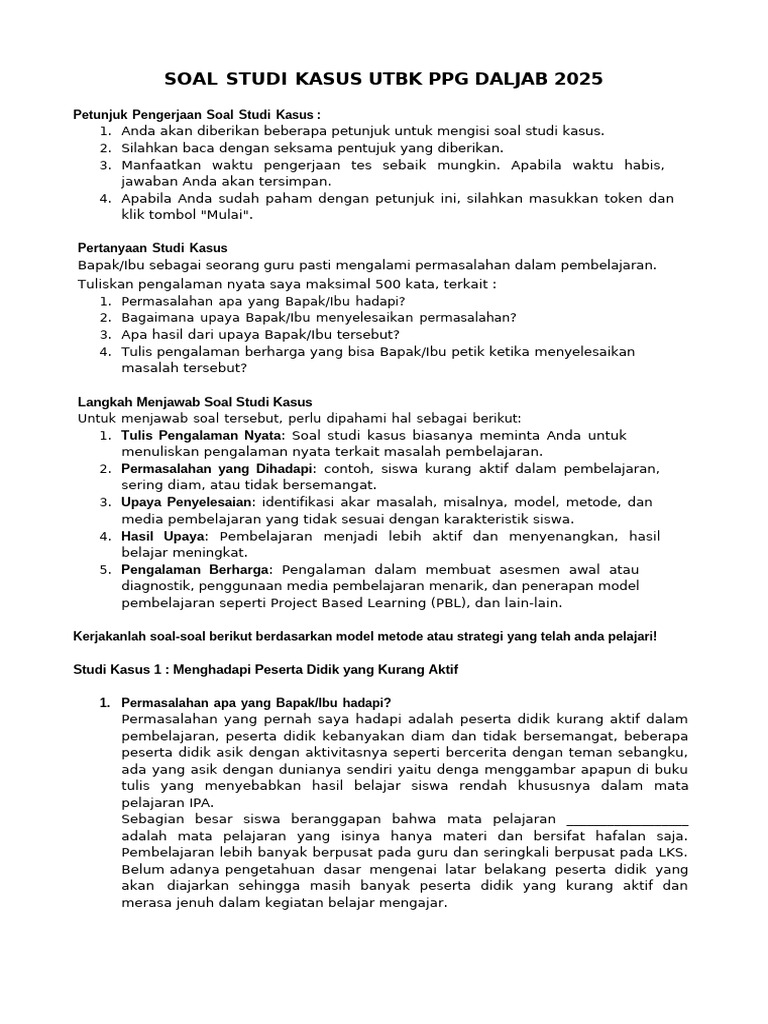 Contoh Soal Studi Kasus | PDF