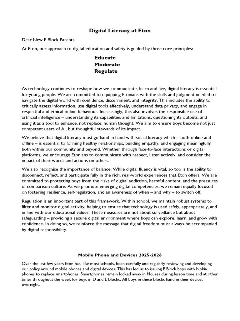 Devices Letter New F Parents July25 | PDF | Smartphone | Artificial ...