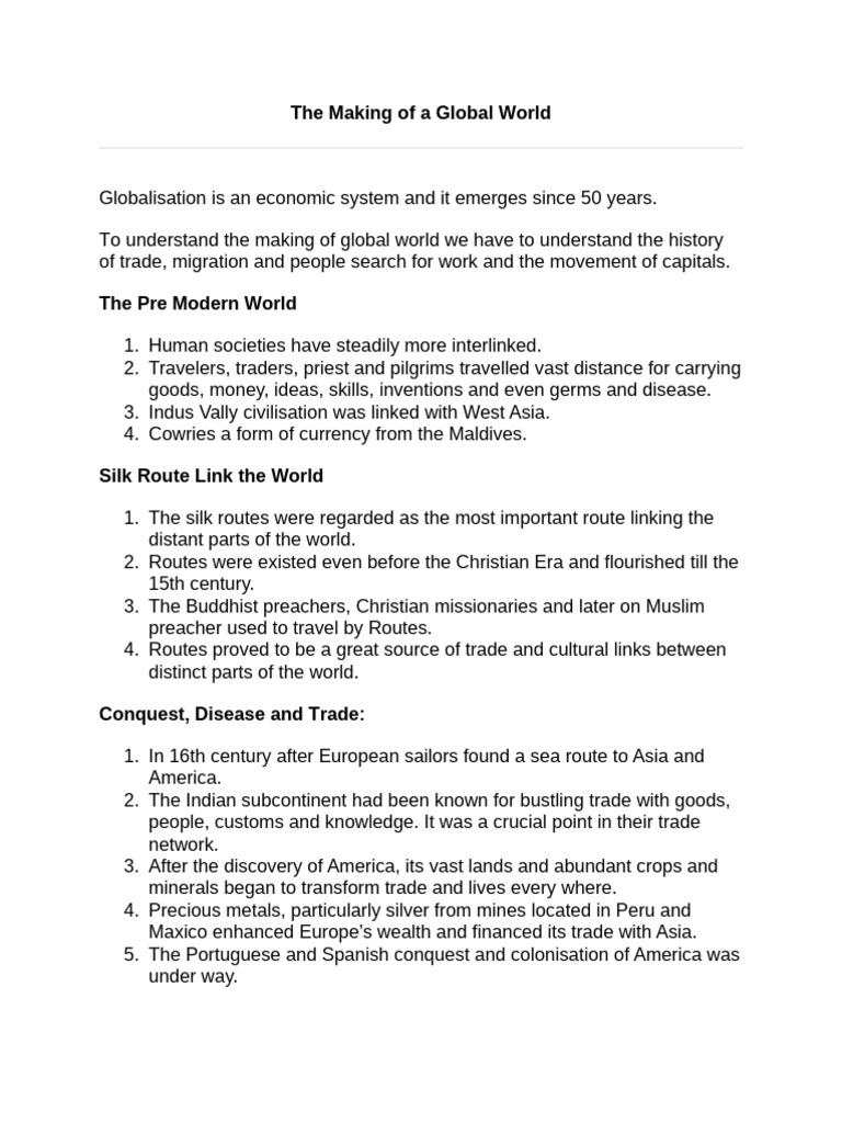Globalisation in the Pre-Modern Era | PDF