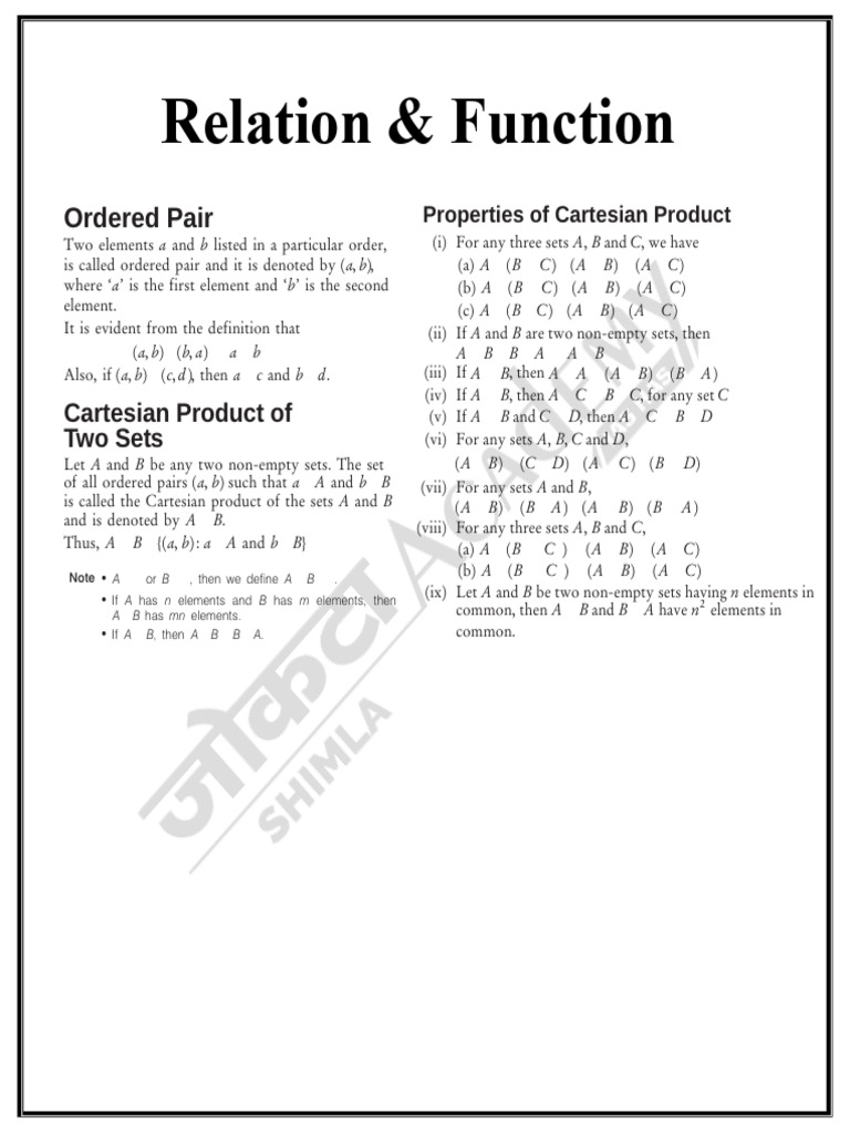 Relations and Functions-1 | PDF | Function (Mathematics ...