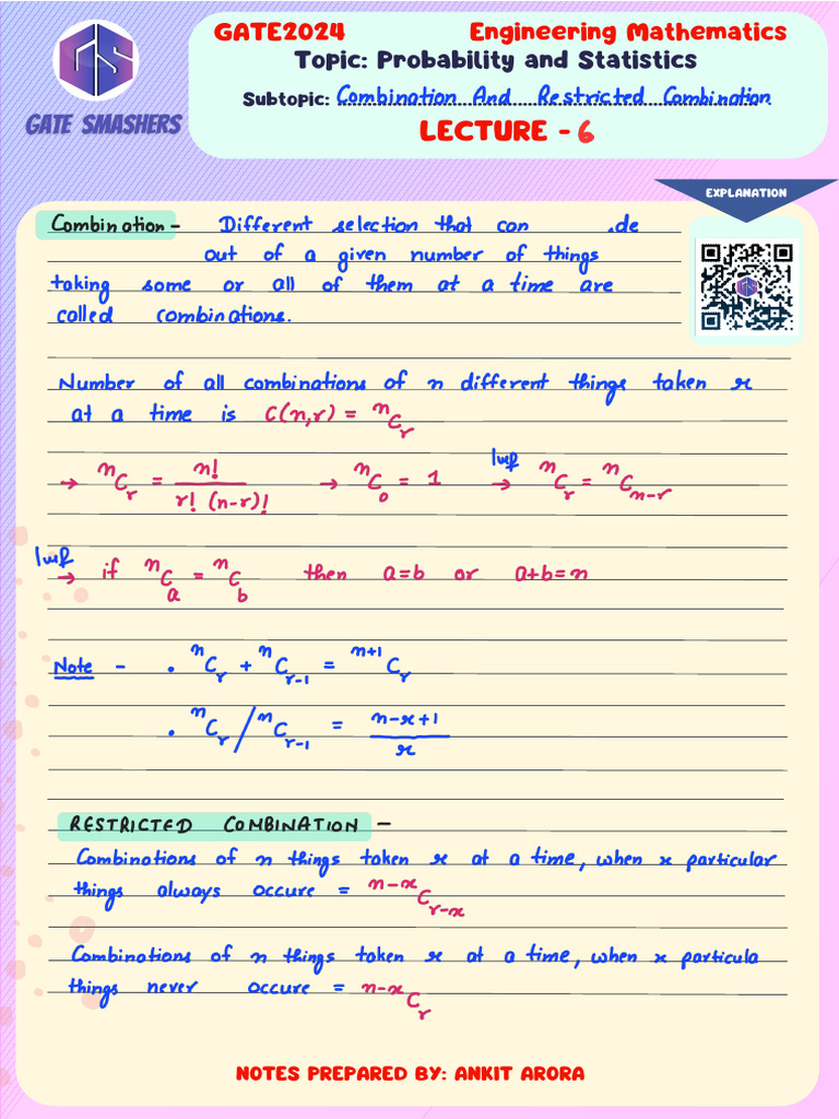 GATE 2024: Probability & Statistics Notes | PDF