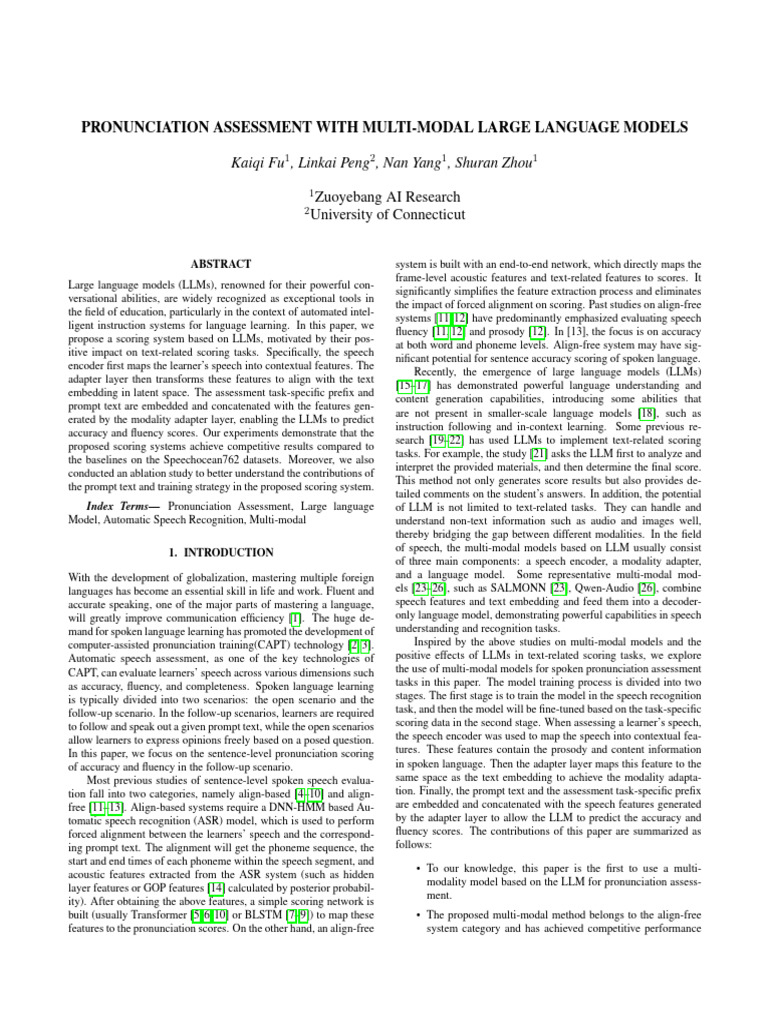 Multi-Modal Pronunciation Assessment | PDF | Speech Recognition | Cognition