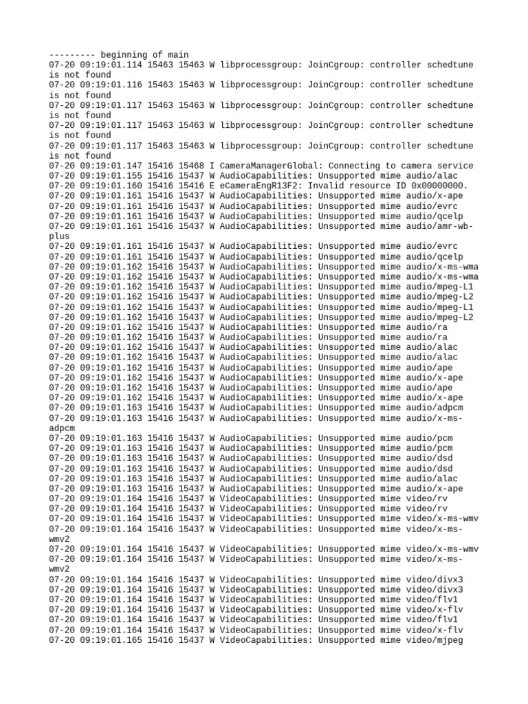 Camera and Audio Error Logs Analysis | PDF | Computing