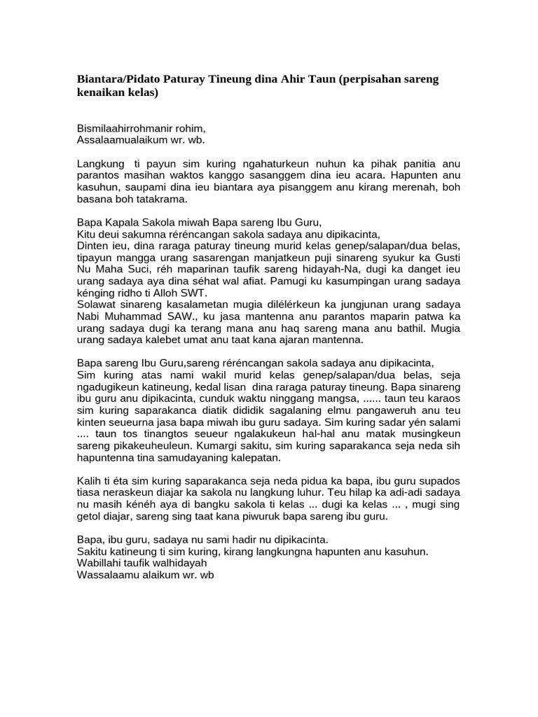 Biantara Perpisahan Sunda | PDF