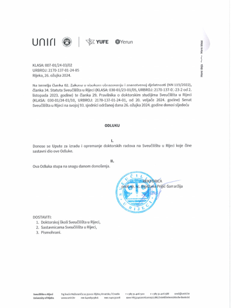 06.04. Donošenje Uputa Za Izradu I Opremanje Doktorskih Radova | PDF