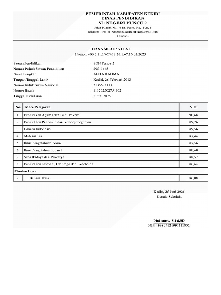 Transkrip - Afita Rahma 2 | PDF