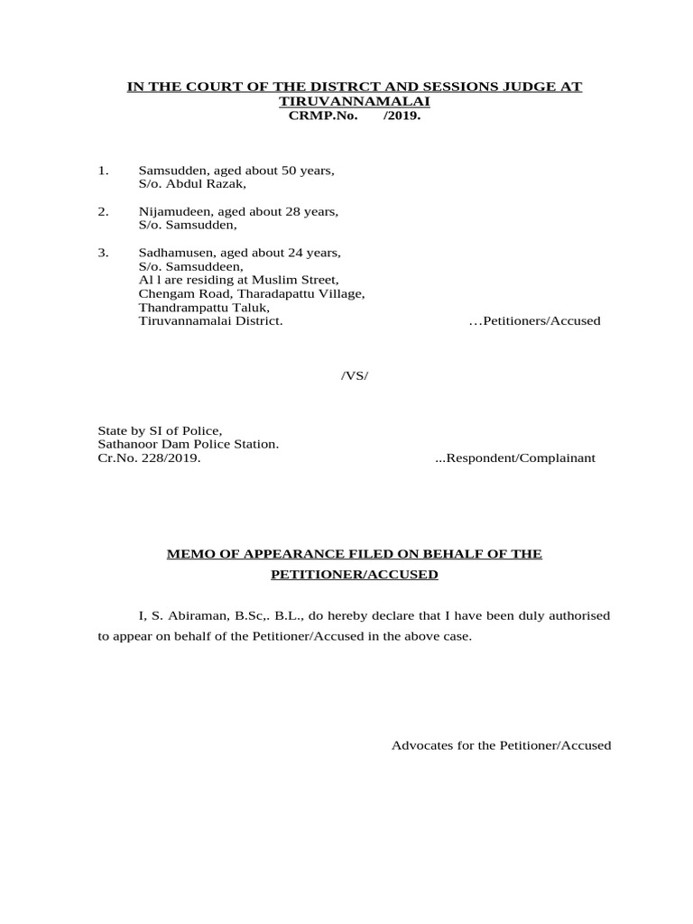 Memo of Appearance | PDF | Jurisprudence