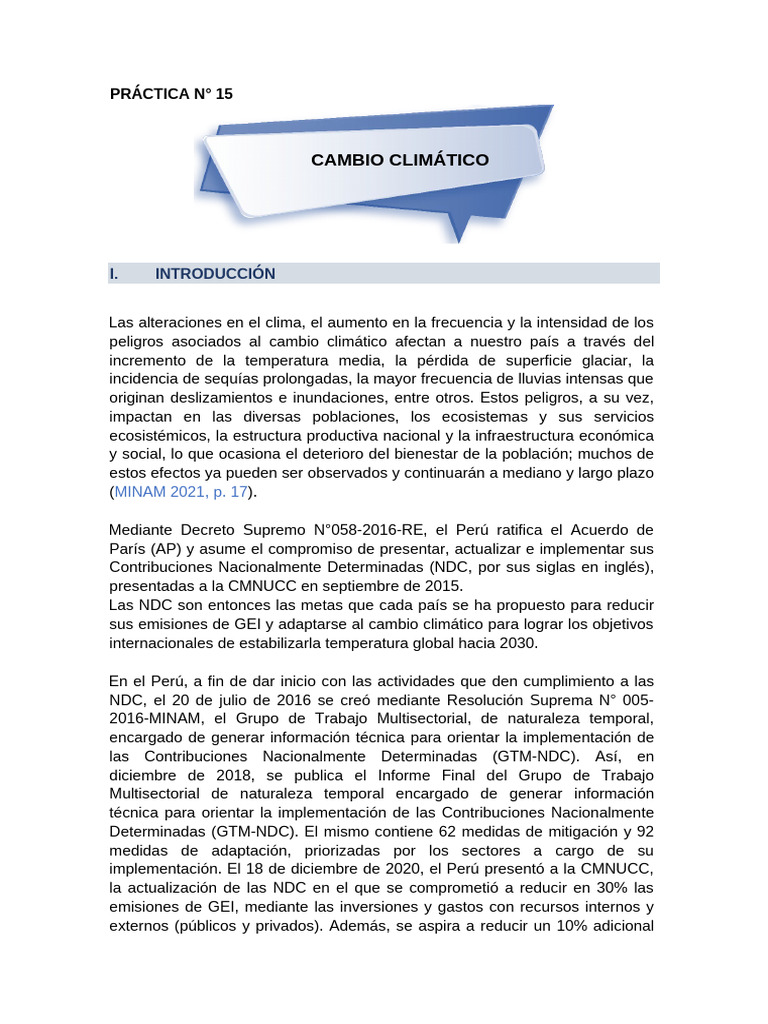 Práctica 15 - Cambio Climático | PDF | Cambio climático | Gases de ...