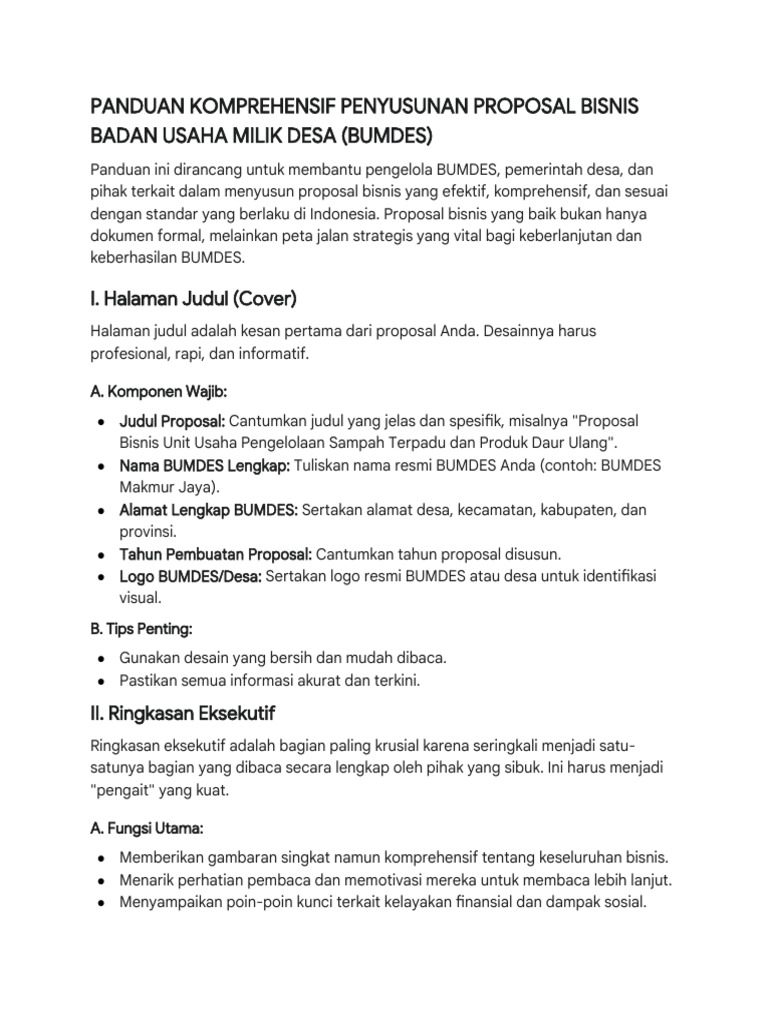 Panduan Proposal BUMDES Beserta BMC | PDF