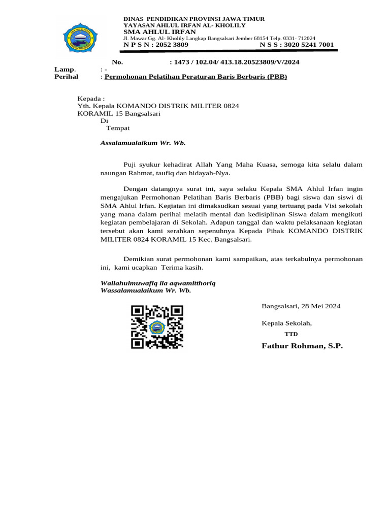 Surat Permohonan PBB | PDF